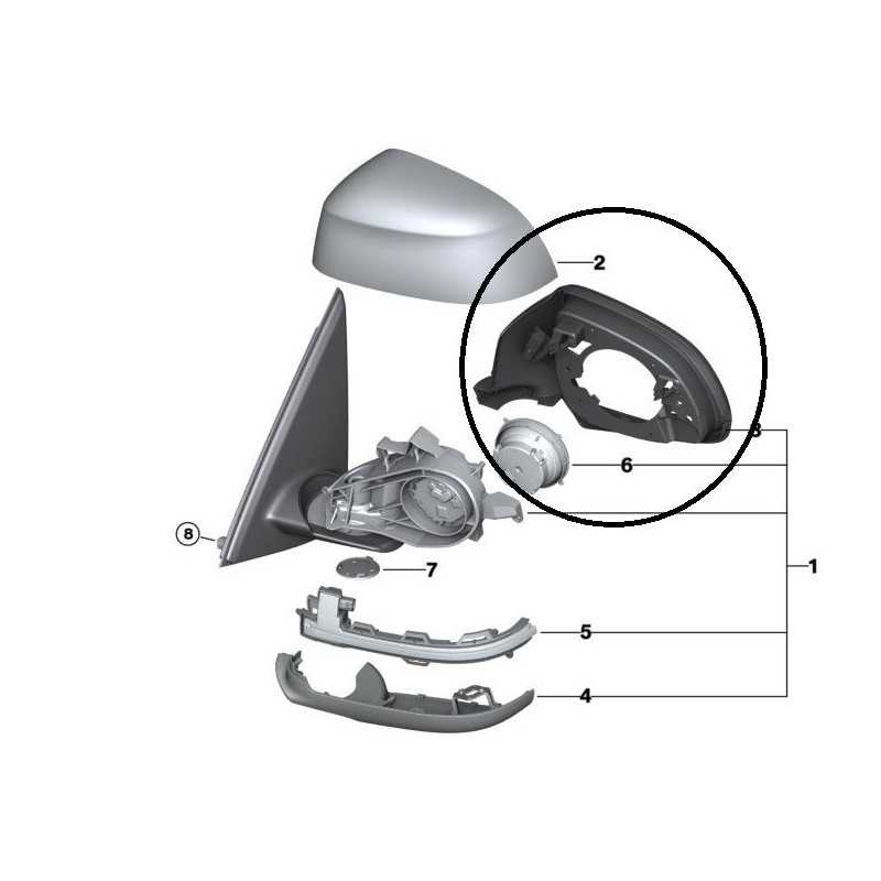 Cache anneau de fixation rétroviseur extérieur (coté au choix) pour BMW ...