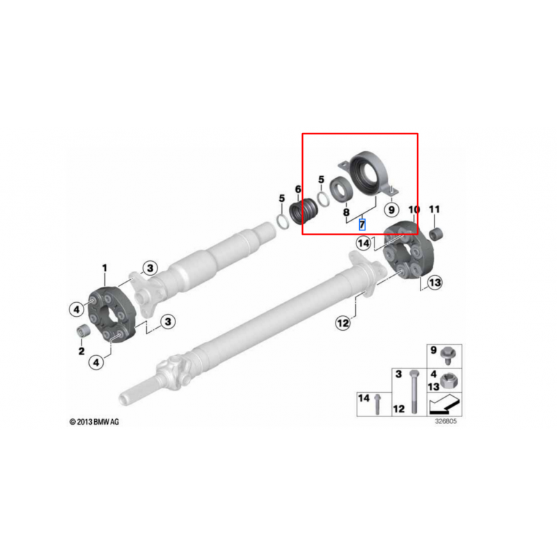 Palier intermédiaire aluminium pour BMW série 1 E81 E82 E87 E88 F20 F21