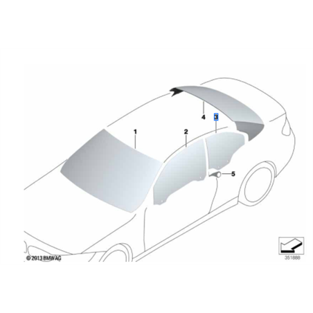 Vitre latérale arrière (côté au choix) BMW Série 4 F33 Cabriolet Coté Droit
