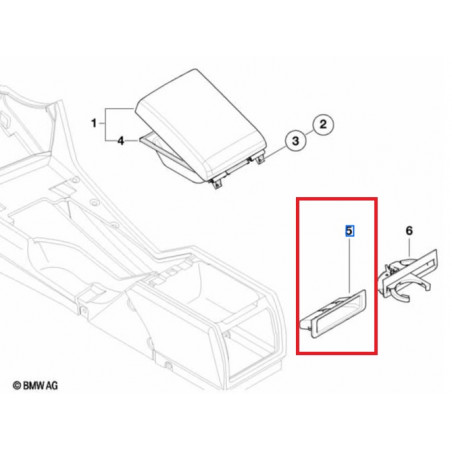 Vide-poche console centrale arrière pour BMW Série 5 E39