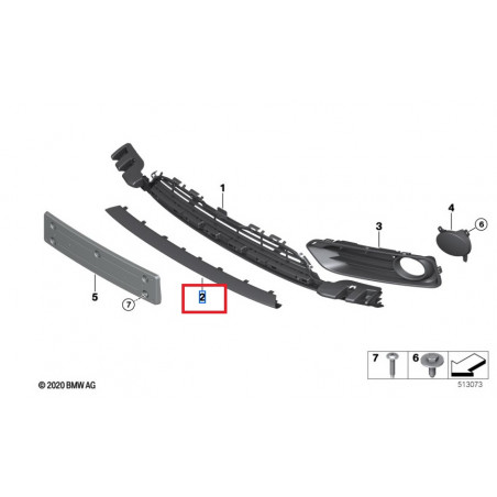 Barre cache centrale pare-chocs AVANT BMW Série 2 Coupé F22 et ...