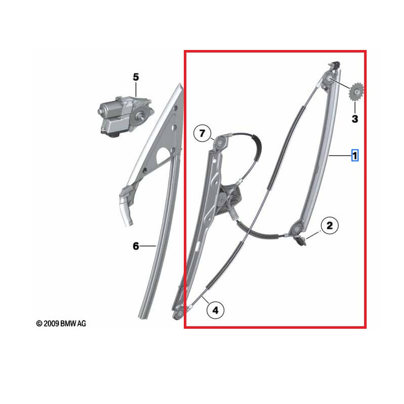 Lève-glace avant (côté au choix) pour BMW Série 5 GT F07 - Accessoires ...