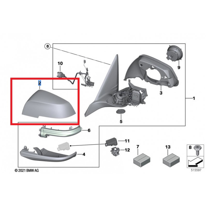 Cache de rétroviseur extérieur en apprêt (coté au choix) pour BMW X2 ...
