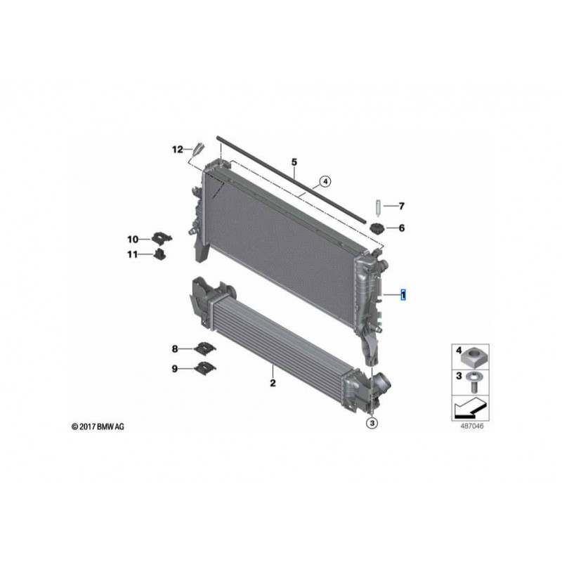 Radiateur du liquide de refroidissement pour BMW Série 2 F45 F46
