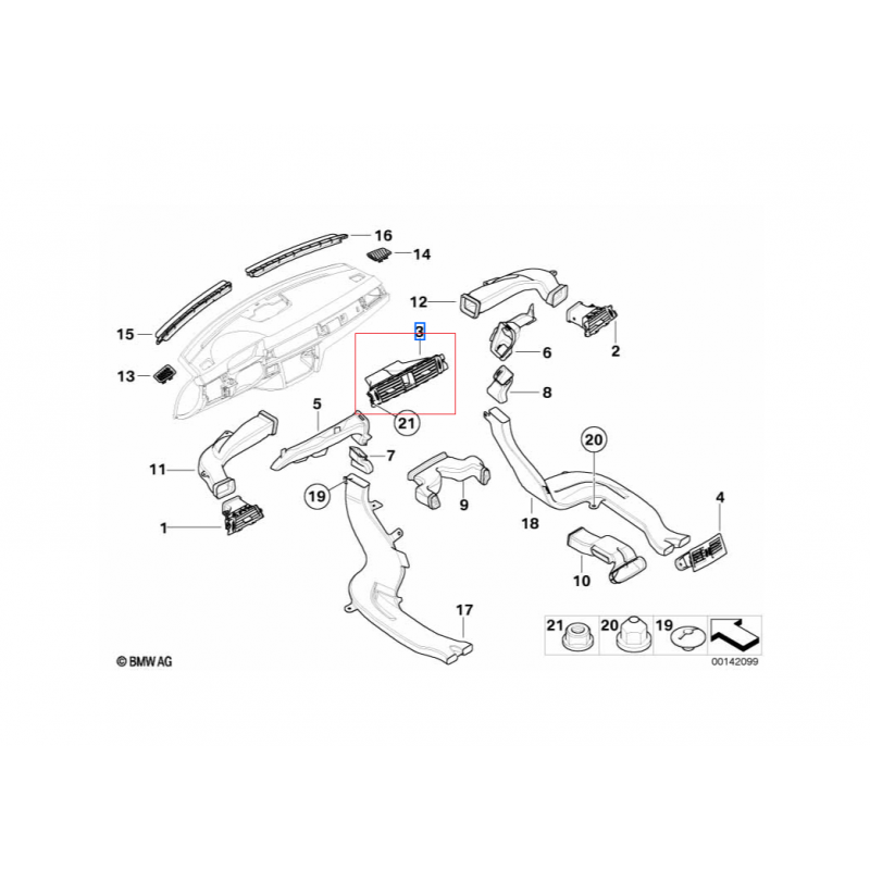Grille d'aération centrale pour BMW Série 3 E92 E93