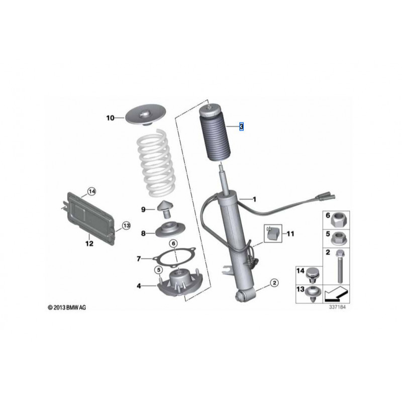 Butée d'amortisseur arrière avec soufflet protecteur pour BMW X5 F15