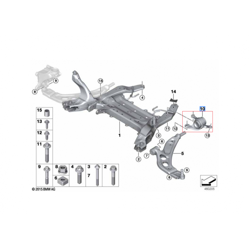 Silentbloc de triangle de suspension avant pour BMW Série 2 Coté Gauche