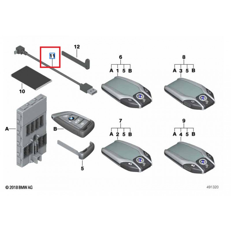 Câble de branchement USB clé télécommande pour BMW Série 5 G30 G31