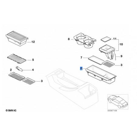 Vide poche de console centrale pour BMW Série 3 E46