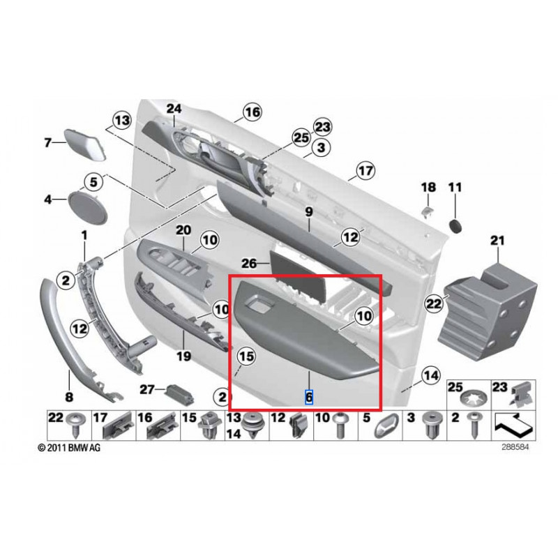 Accoudoir gauche coté conducteur (schwarz) avant BMW X3 F25 X4 F26