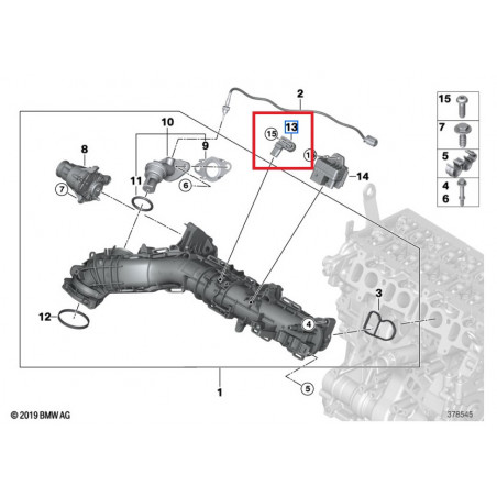 Capteur de pression de suralimentation pour BMW Série 3 F30 F31 F34 GT (diesel uniquement)
