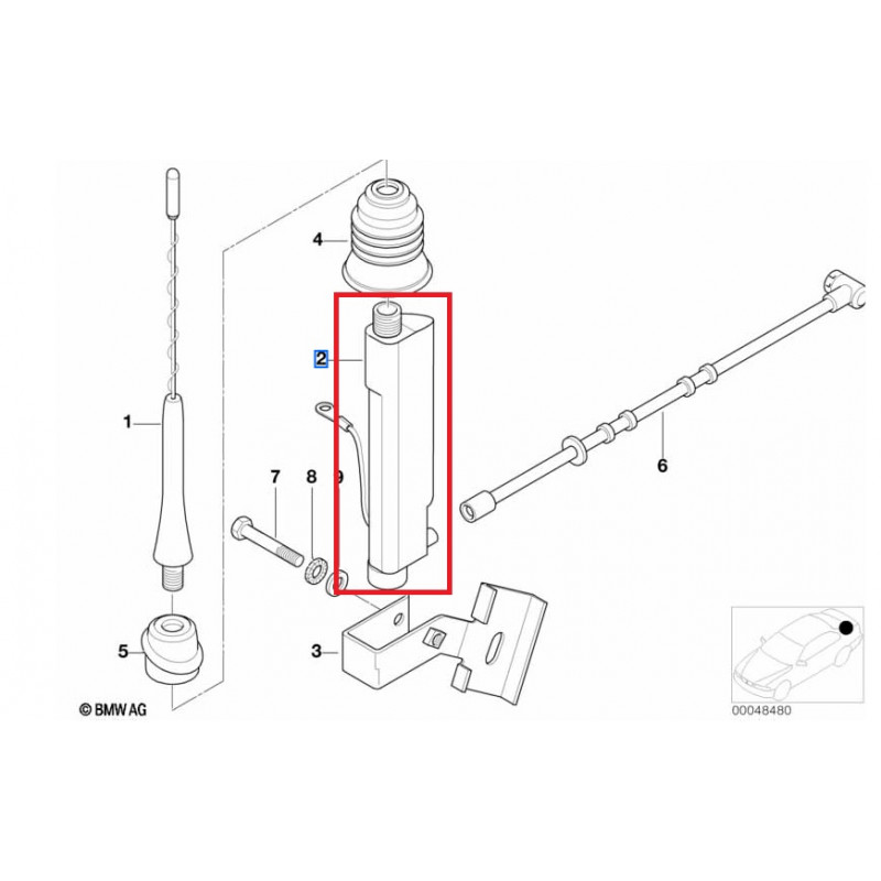 Embase d'antenne avec douille d'antenne pour BMW Z3 E36