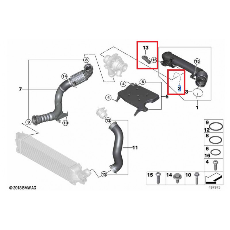 Tuyau d'air pour BMW X1 F48 X2 F39 (diesel uniquement)