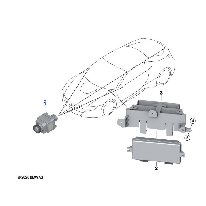 Caméra "Side View" pare-chocs AVANT (coté au choix) pour BMW X5 F15 X6 F16