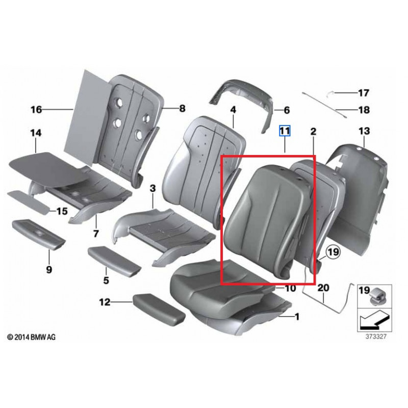 Revetement dossier sport cuir siège CONDUCTEUR (lcsw schwarz (noir) pour BMW Série 6 F12 F13 F06 GC