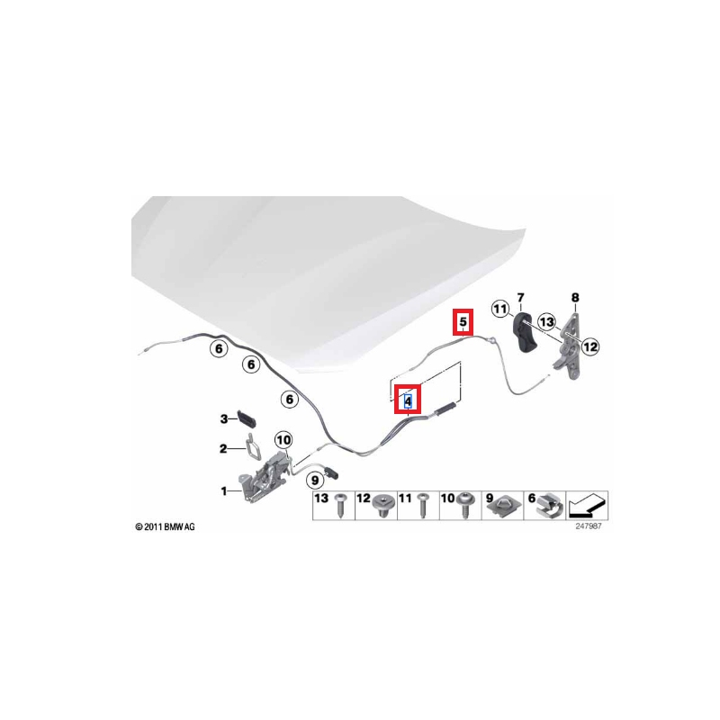 Câble BOWDEN d'ouverture de capot (côté au choix) pour BMW Série 1 F20 ...
