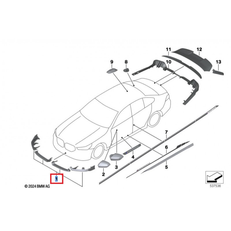Déflecteurs avant EN CARBONE (M Performance) pour BMW Série 5 G60 G61