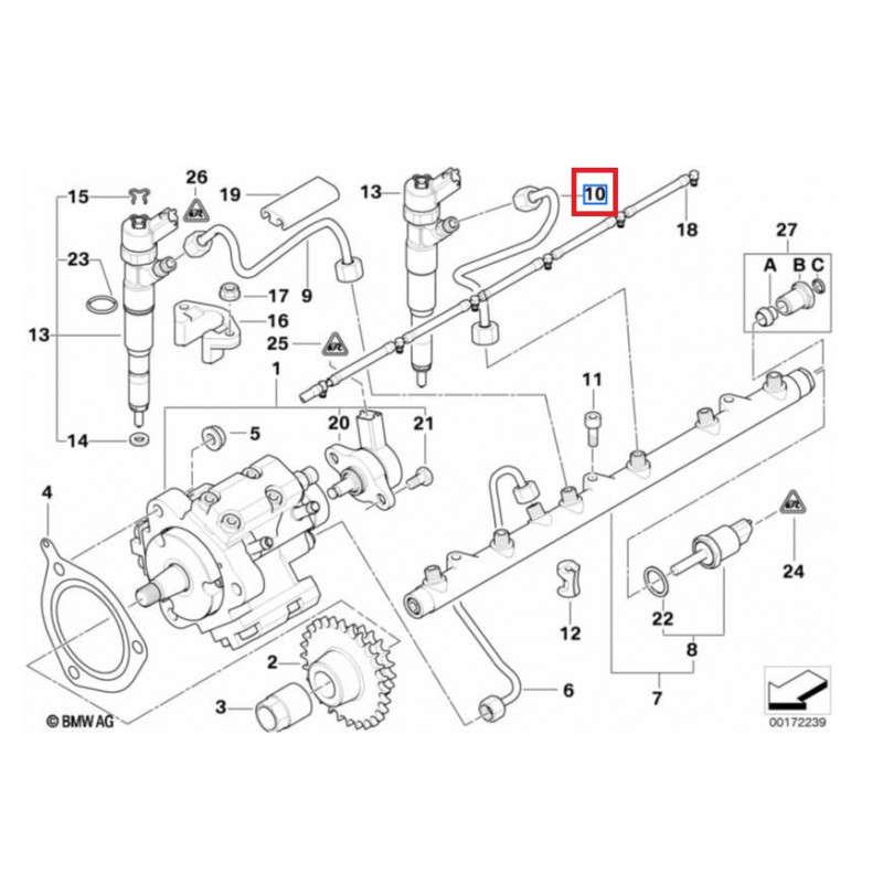 Tuyau de pression (Ne convenant qu'avec cylindre 2, 4, 6) pour BMW ...